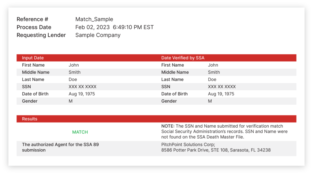 Social Security Verification (SSA-89) - Credit Technologies